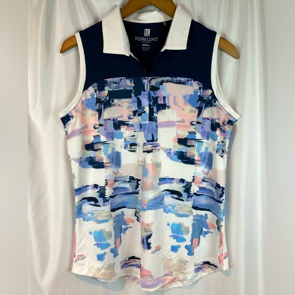 Tops | Kate Lord Sleeveless Golf Polo Size Small Navywhitepink | Poshmark